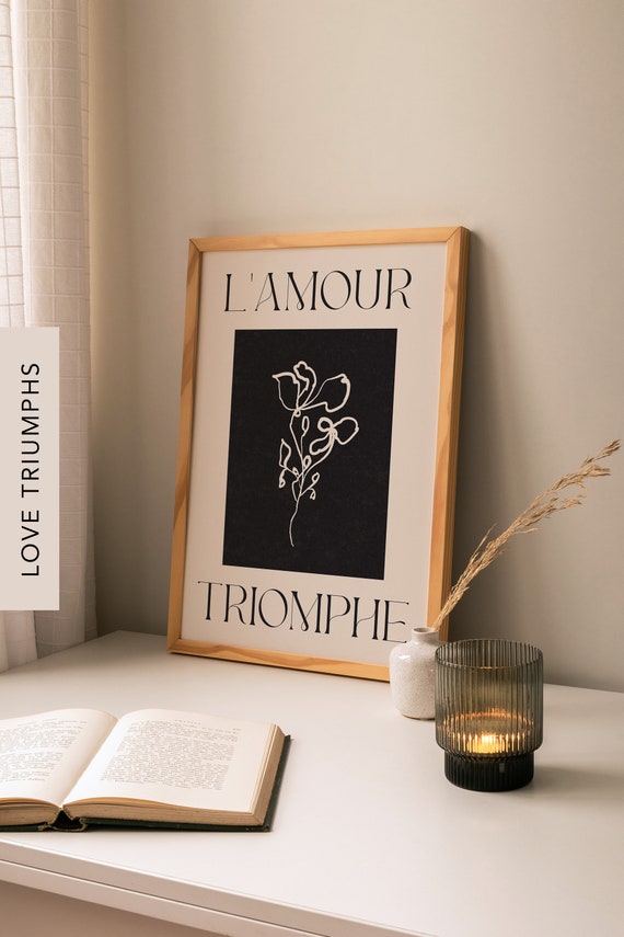 Black Background Print Chic Poster French Wall Decor Bohème - Etsy