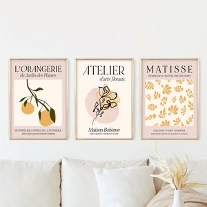 Pastel Wall Art Blush Pink Matisse Print Set of 3, Exhibition Poster ...