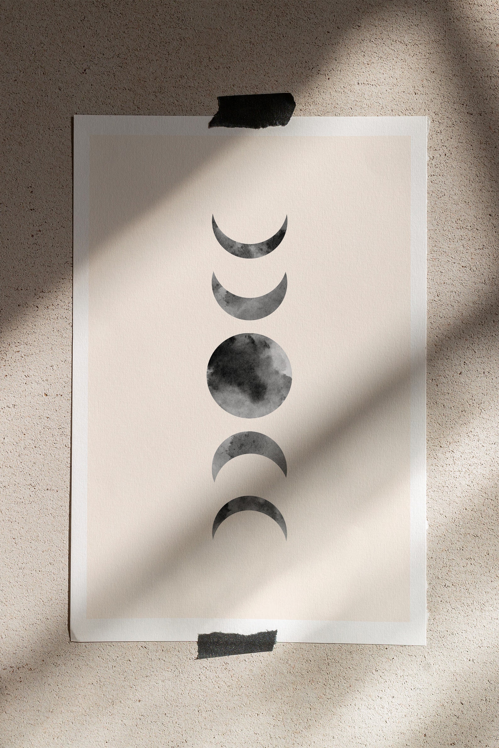 Phases of the Moon Print, Horizontal Wall Art, Moon Phase Neutral ...