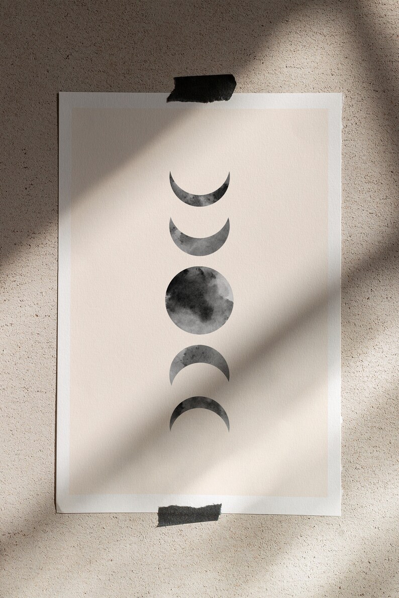 Phases of the Moon Print Horizontal Wall Art Moon Phase - Etsy