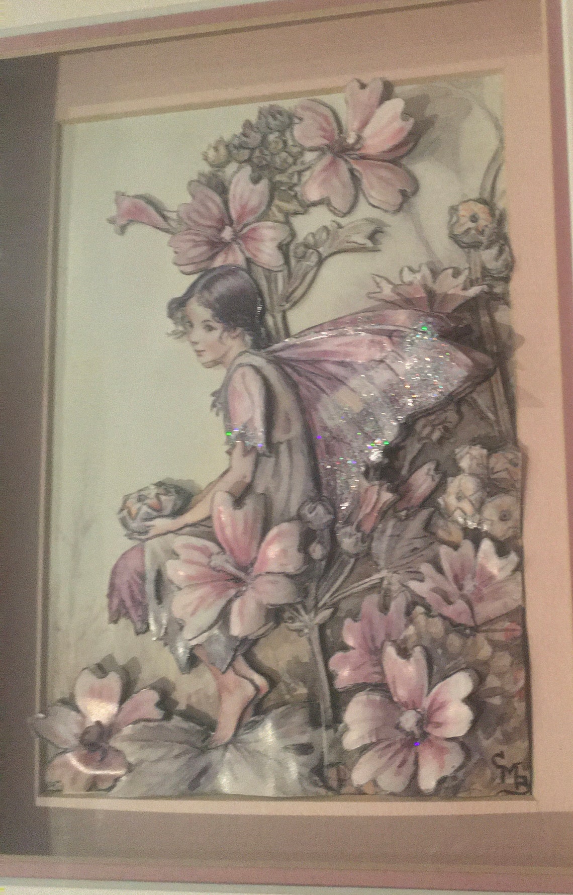 Beautiful Fairy Paper Tole Glitter 3D Artwork Hand Made Wood Frame ...