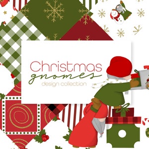Christmas Gnomes Clipart Set, Digital Paper, Printable Paper Patterns ...