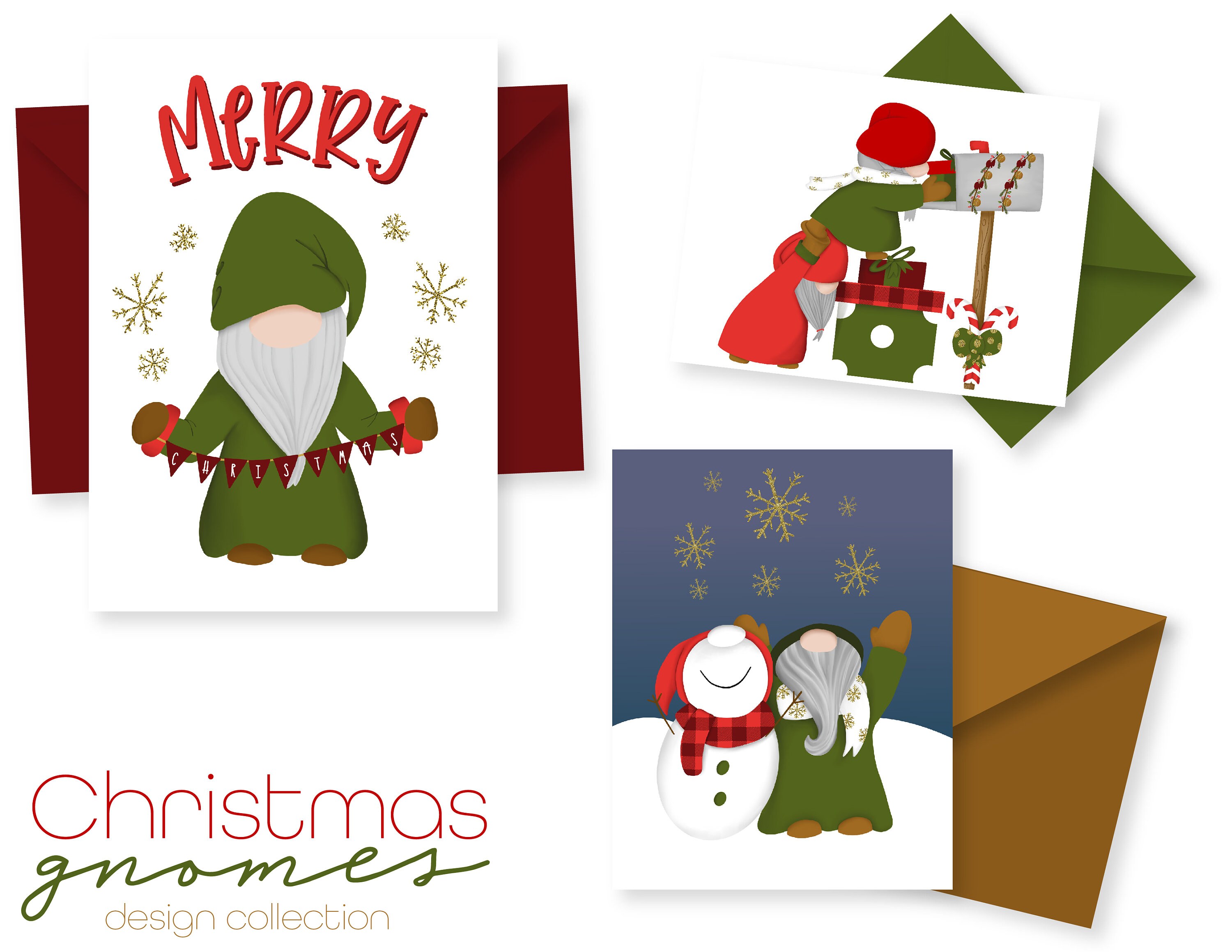 Christmas Gnomes Clipart Set, Digital Paper, Printable Paper Patterns ...