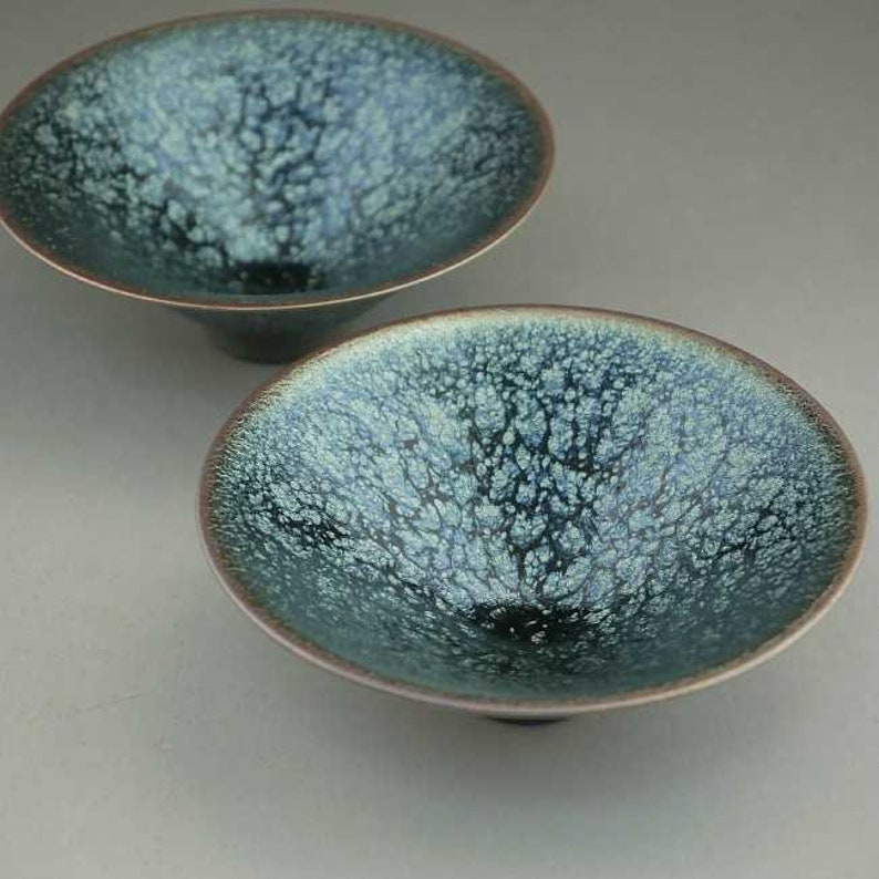 Youhen Tenmoku Flat Cup by Mr. Hashimoto Daisuke kyo Ware - Etsy