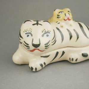 Tiger and Child Raku Incense Container Rakunyu Kiln Made in - Etsy