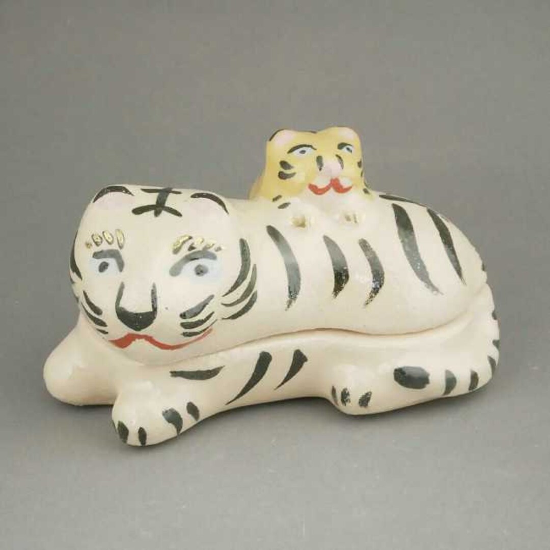 Tiger and Child Raku Incense Container Rakunyu Kiln Made in - Etsy