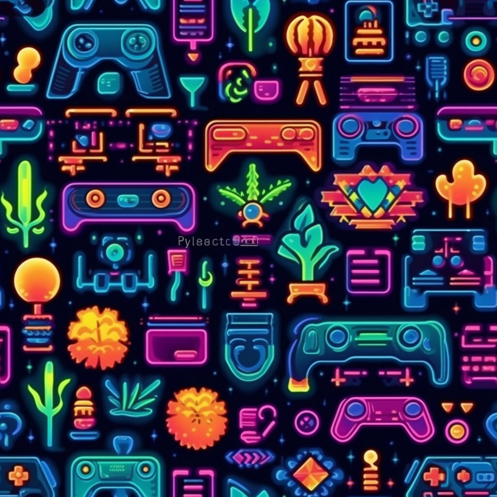 80 X High-quality Neon Retro Gaming Seamless Patterns - Downloadable ...