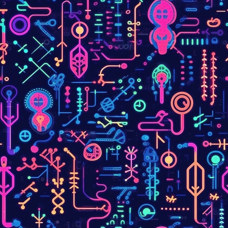 HQ Neon Circuit Board Seamless Patterns Pack 2 – Unique Downloadable ...