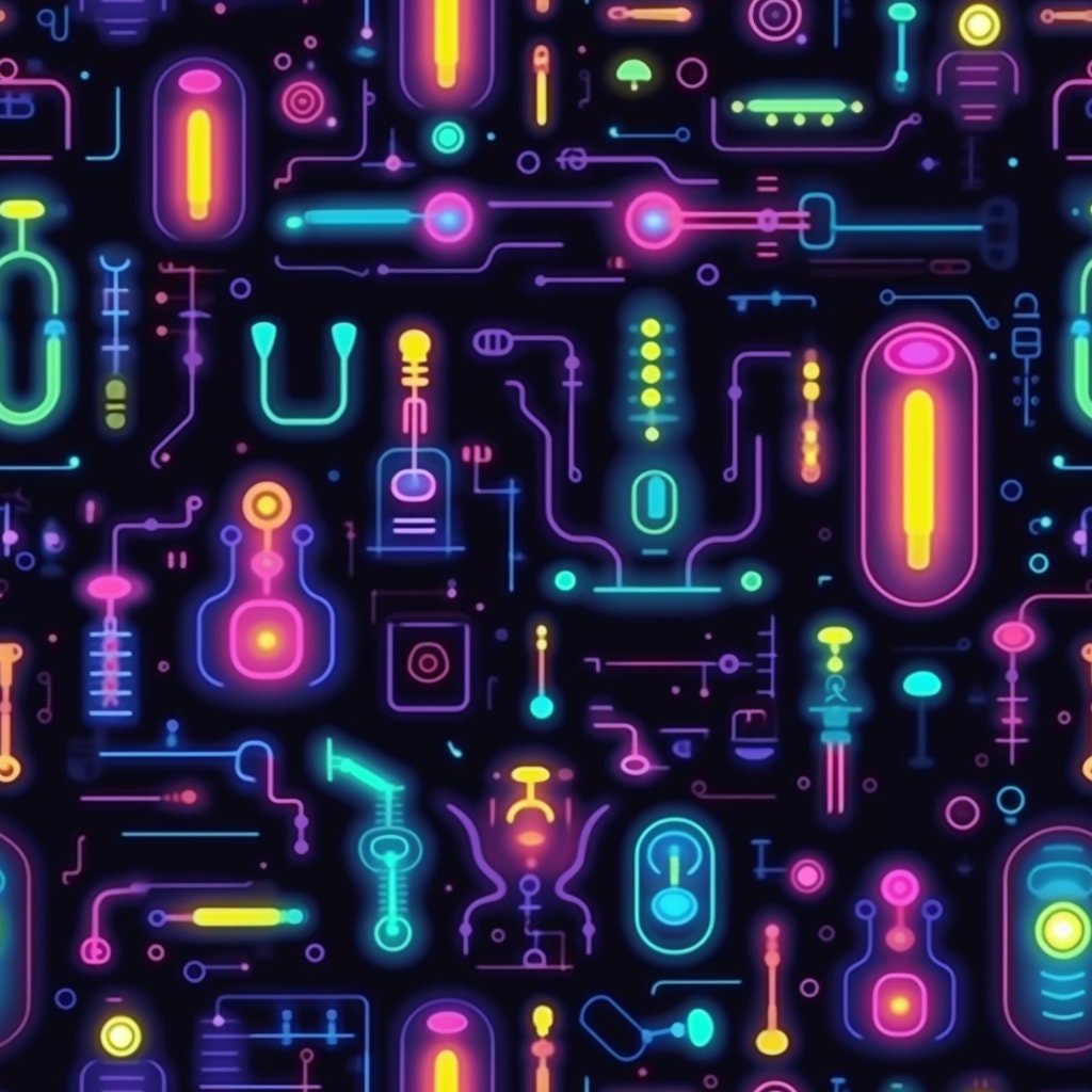 Hq Neon Circuit Board Seamless Patterns Pack 2 Unique Downloadable Paper Pack For Craft