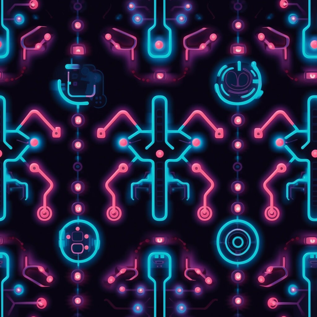 Hq Neon Circuit Board Seamless Patterns Pack 2 Unique Downloadable Paper Pack For Craft