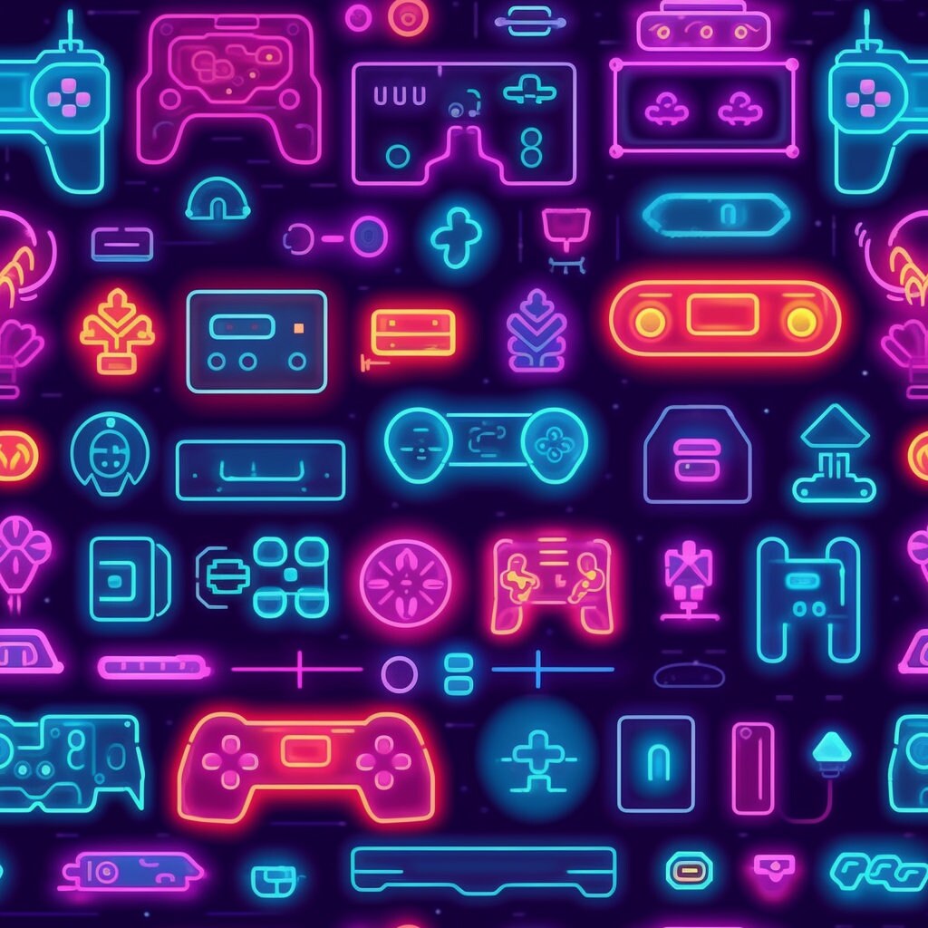 80 X High-quality Neon Retro Gaming Seamless Patterns - Downloadable ...