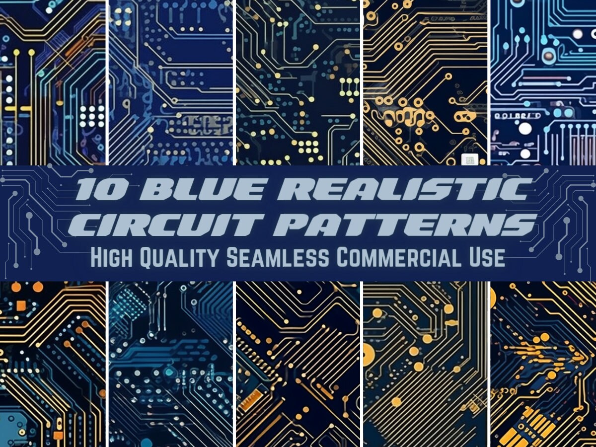 HQ 10 Seamless Circuit Board Patterns, Blue Tech-inspired Downloadable ...
