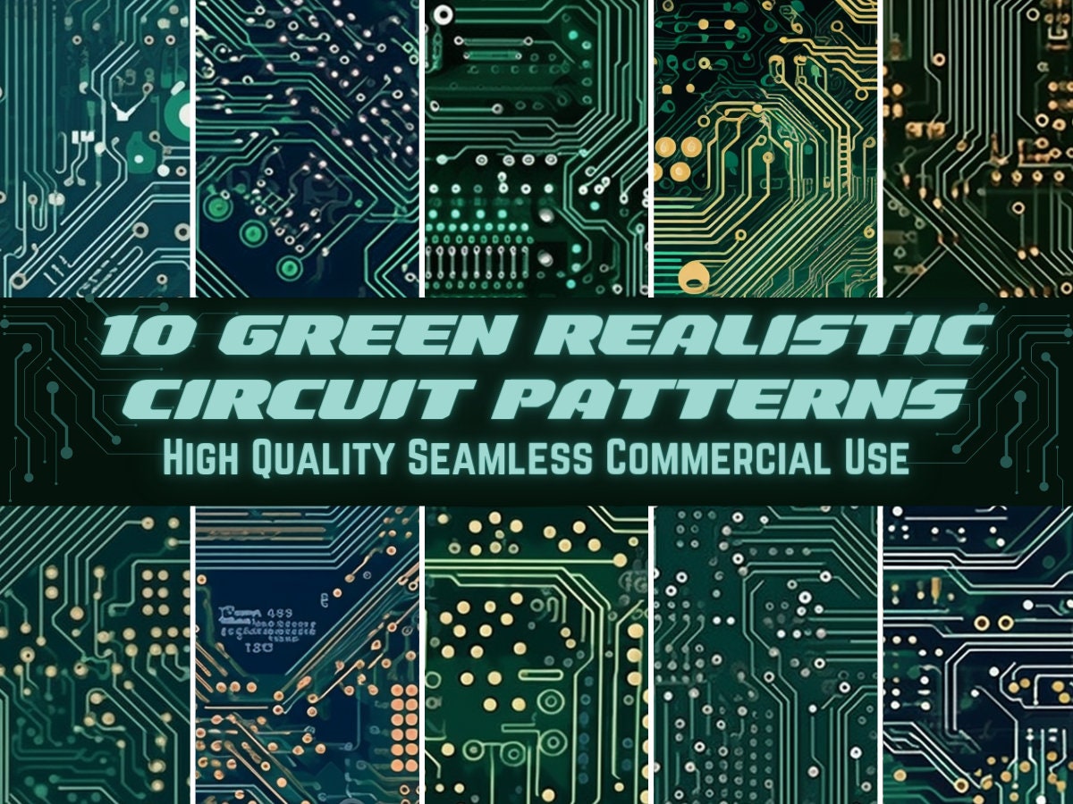 10 HQ Downloadable Digital Paper Pack - Realistic Green Circuits ...
