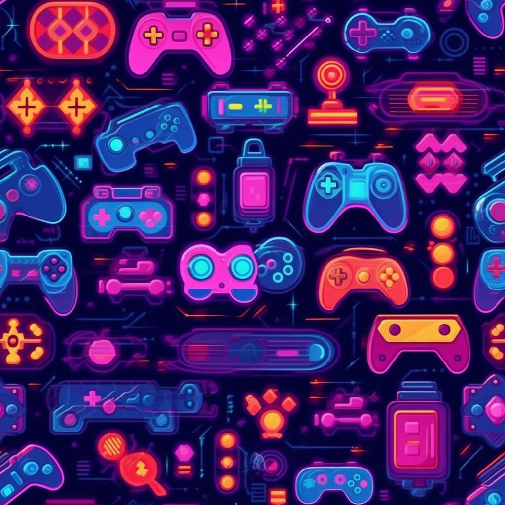 80 X High-quality Neon Retro Gaming Seamless Patterns - Downloadable ...