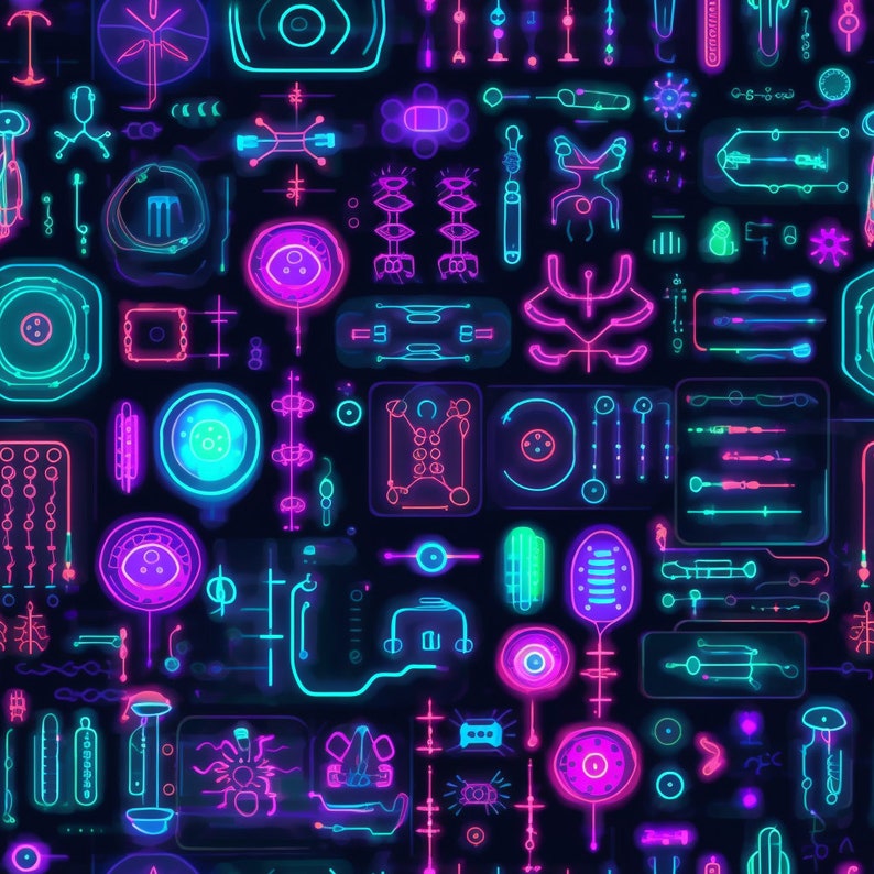 HQ Neon Circuit Board Seamless Patterns Pack 2 – Unique Downloadable ...