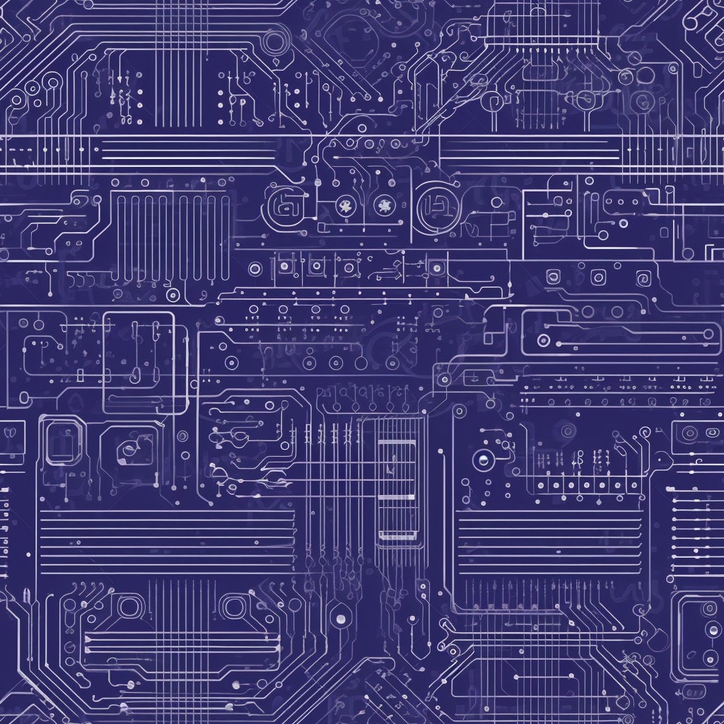 Computer Circuit Blueprints Seamless Patterns, Digital Download for ...