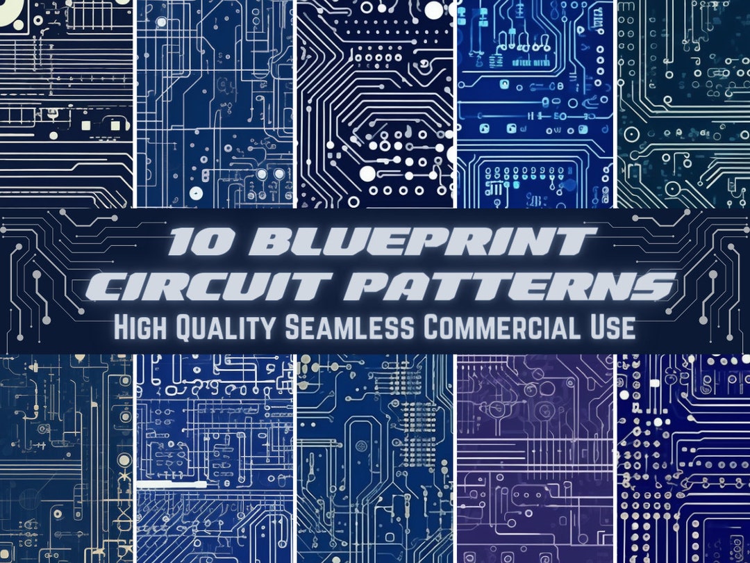 Computer Circuit Blueprints - Seamless Patterns, Digital Download - for ...