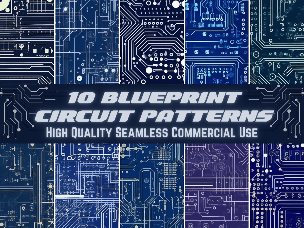 Computer Circuit Blueprints - Seamless Patterns, Digital Download - for ...