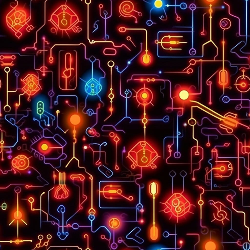 Hq Neon Circuit Board Seamless Patterns Pack 2 Unique Downloadable Paper Pack For Craft