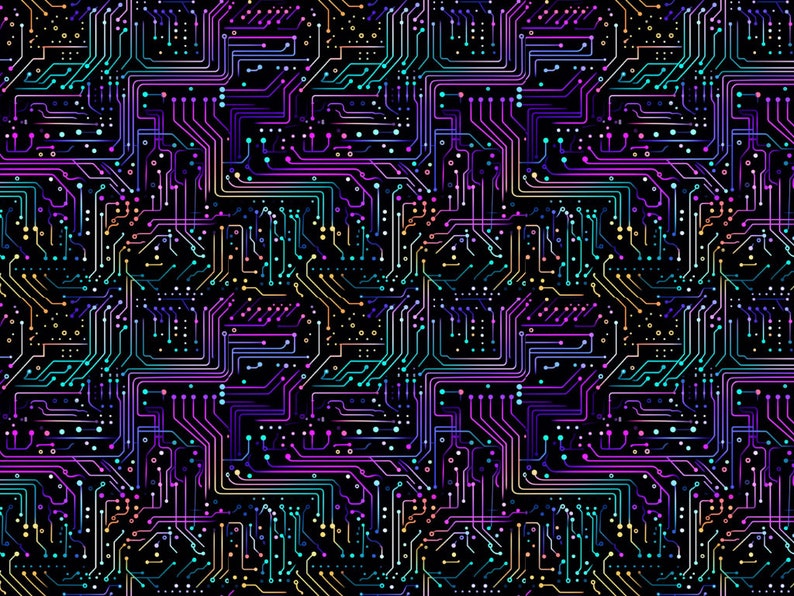 Vaporwave Inspired Circuit Board Patterns - High-quality Seamless ...