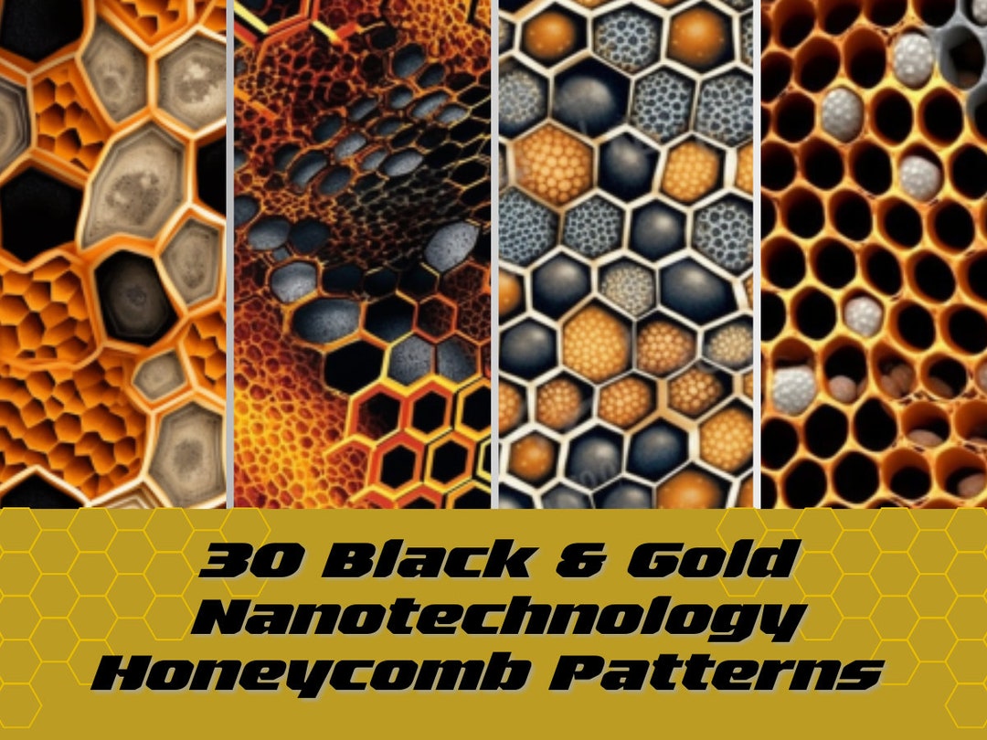 30 Nanotechnology Honeycomb, Molecular Science Pattern, Gold Black ...
