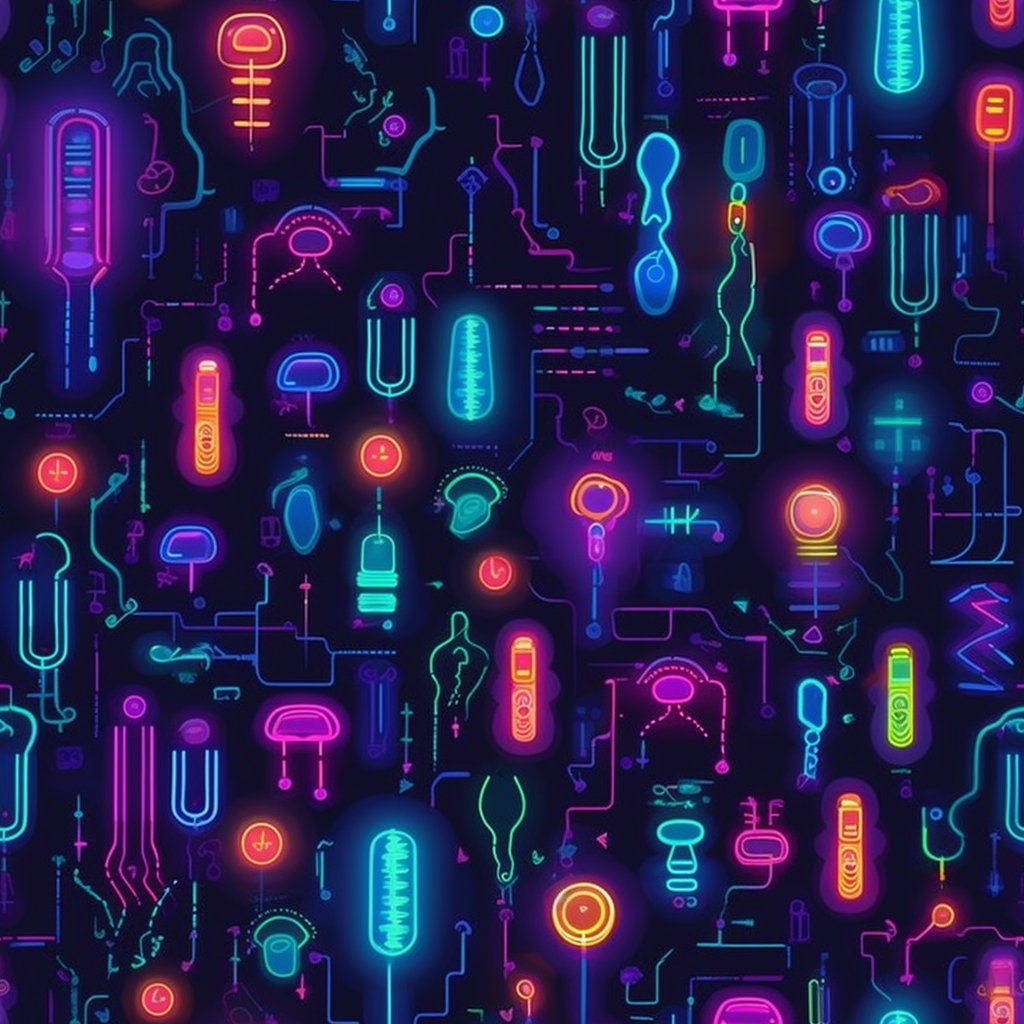 HQ Neon Circuit Board Seamless Patterns Pack 2 – Unique Downloadable ...