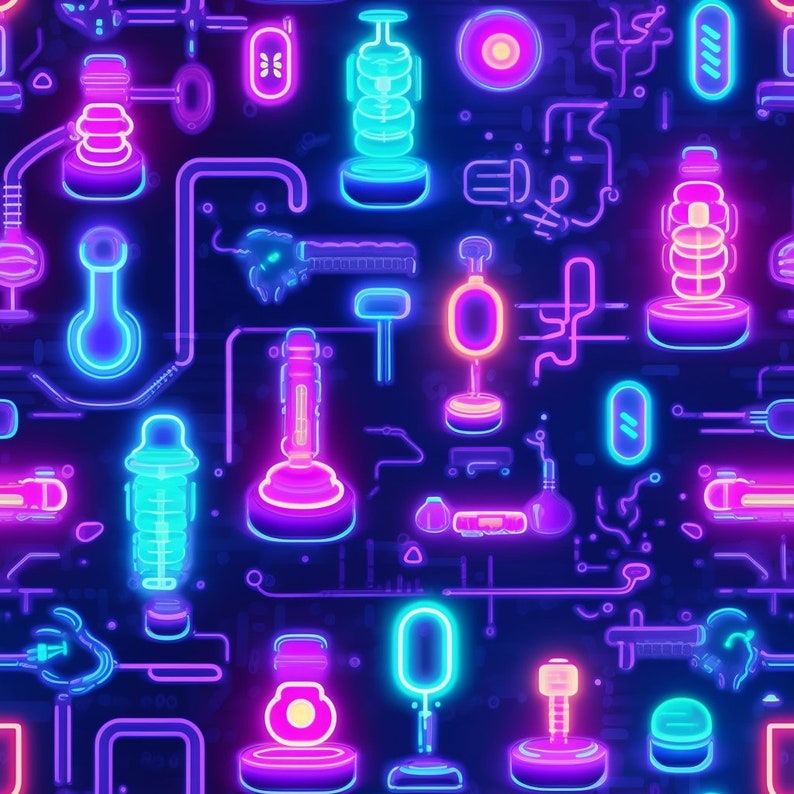 HQ Neon Circuit Board Seamless Patterns Pack 2 – Unique Downloadable ...