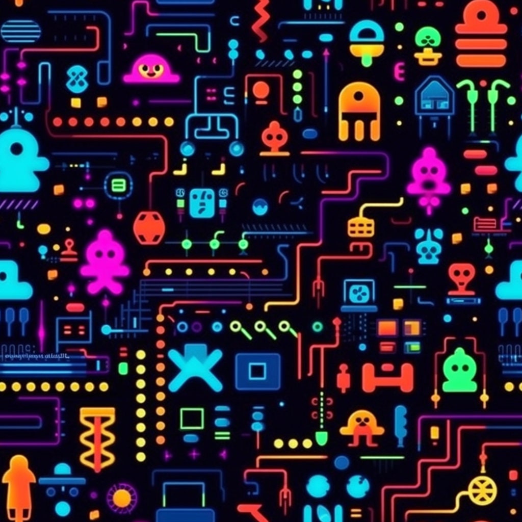80 X High-quality Neon Retro Gaming Seamless Patterns - Downloadable ...