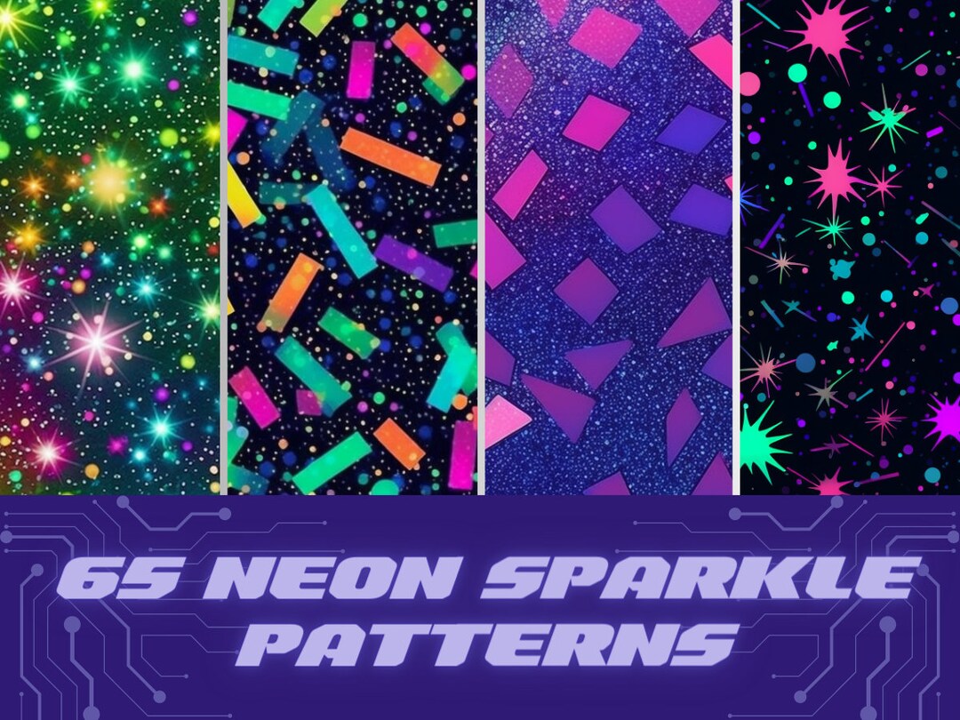 Digital Download Neon Sparkle Seamless Patterns – High-quality, Vibrant ...