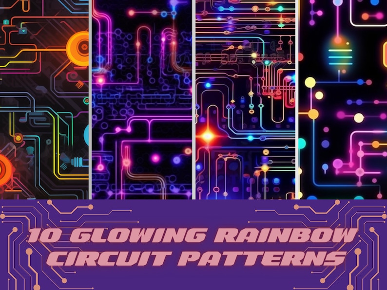 Pride Digital Paper Pack Seamless Rainbow Circuits Patterns ...