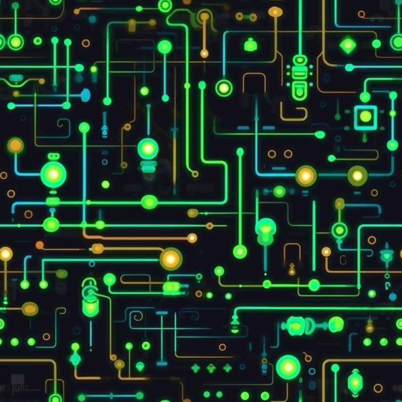 Hq Neon Circuit Board Seamless Patterns Pack 2 Unique Downloadable Paper Pack For Craft