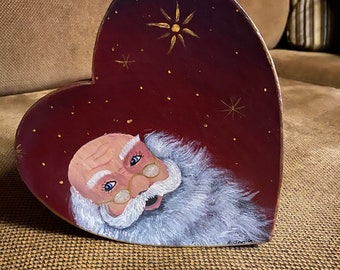 Hand Painted Santa Wooden Box, Christmas Holiday Decor (9x12x3.25) - Etsy