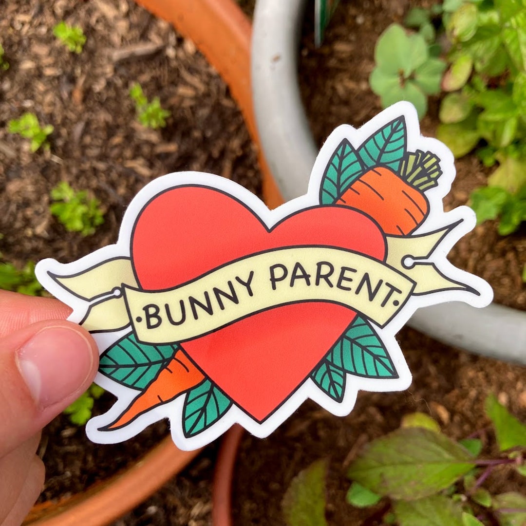 Bunny Parent Sticker / Bunny Mom Dad Heart / Carrot Old School ...