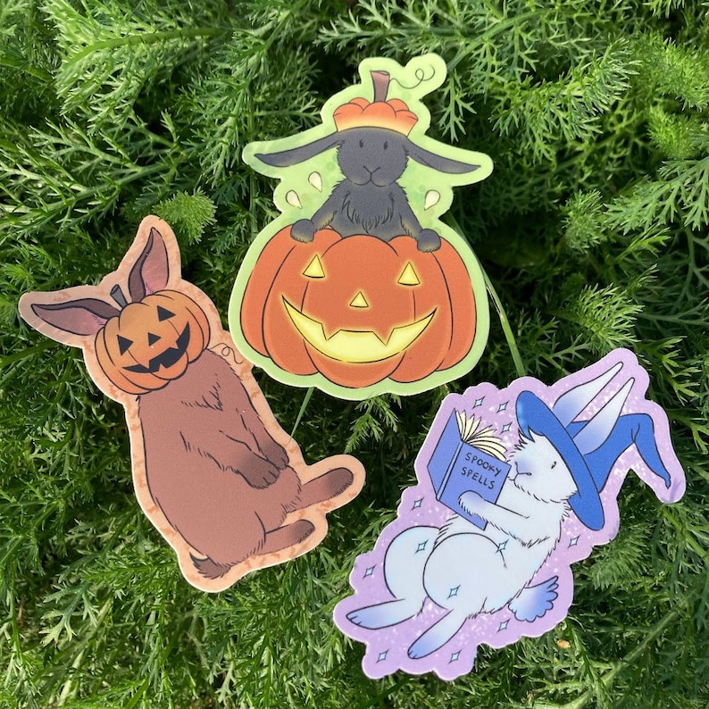 Fall Sticker Pack / Halloween Bunnies / Wizard and Pumpkin - Etsy