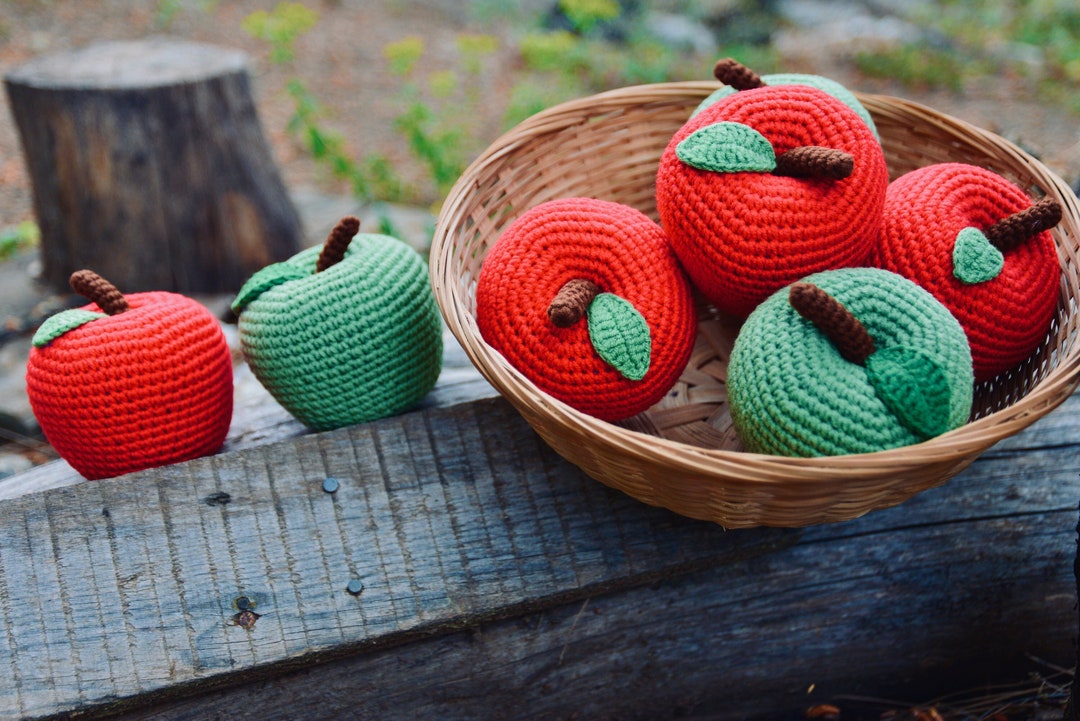 3 Piece Crochet Apples, Pretend Play Food, Stuffed Toys for Kids ...
