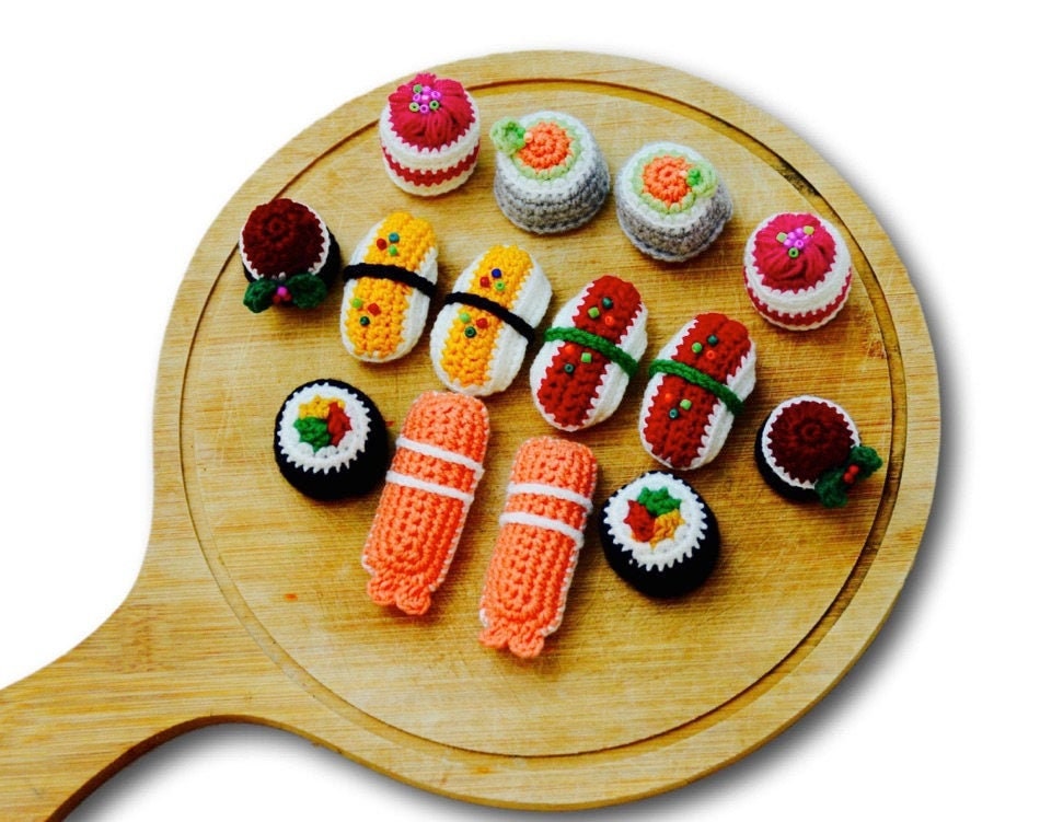 Sushi toy 14 piece Sushi play set Crochet Sushi Play | Etsy