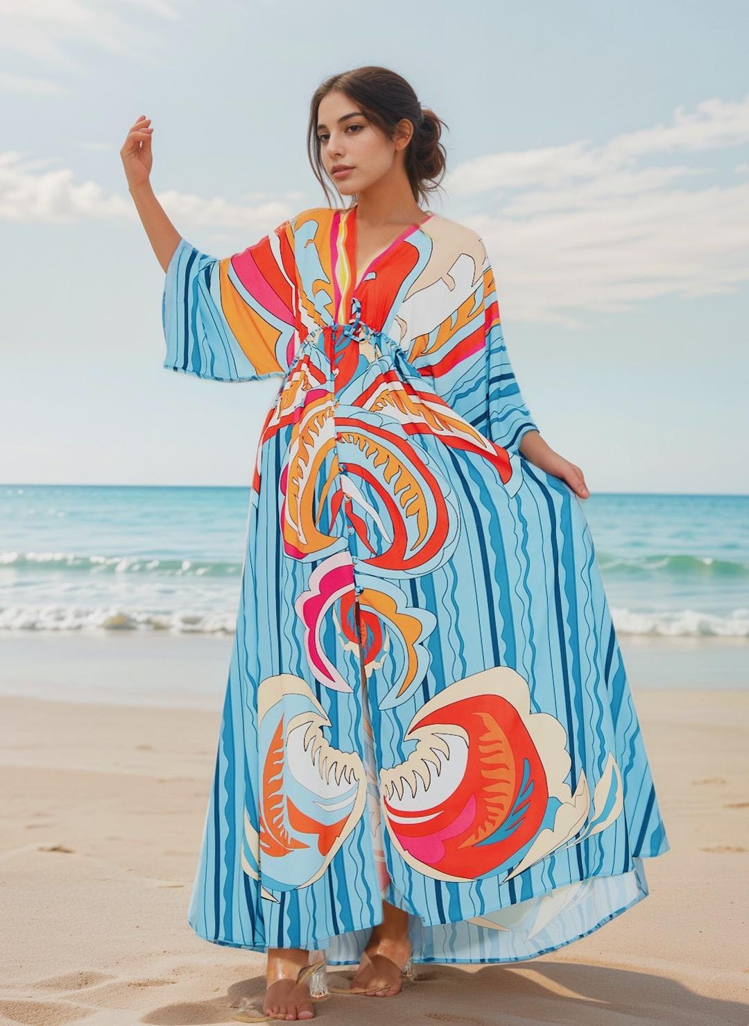 Summer Beach Dress Colorful Kaftan Cover up Lightweight Dress for ...