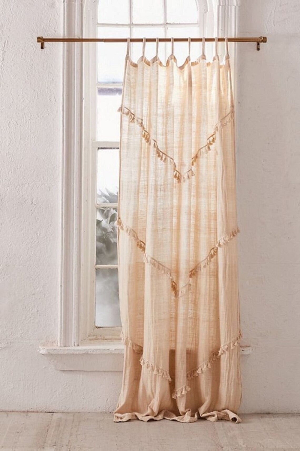 Natural Handmade Tassels One Panel Curtain Fringes Curtain - Etsy