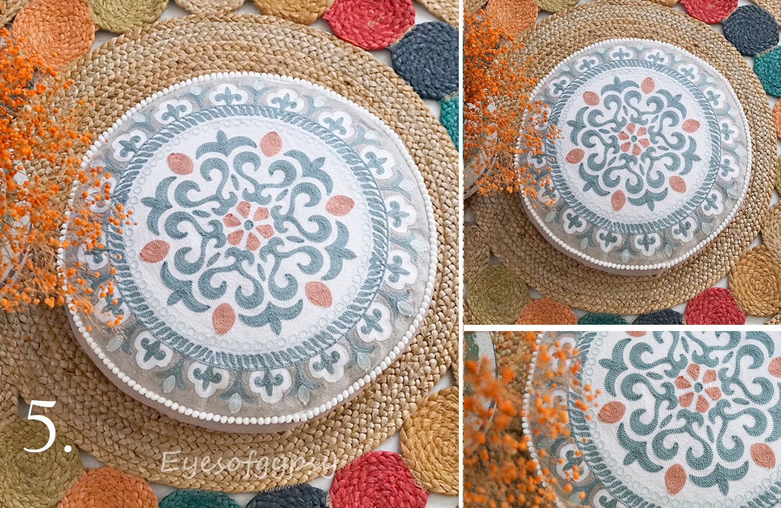 Bohemian Meditation Cushion Boho Embroidered Pillow Cover | Etsy