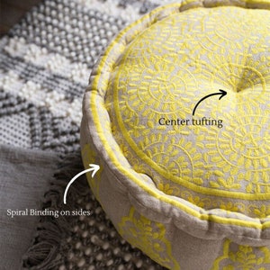 Orange Stuffed Ottoman Pouf Storage Stool Embroidered Pouf Ottoman ...