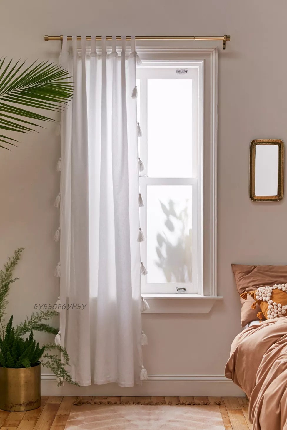 Honey Handmade Tassels One Panel Curtain Terracotta Fringes - Etsy