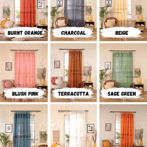 Rust Handmade Curtains Pom Poms Window Curtain Personalized Gift ...