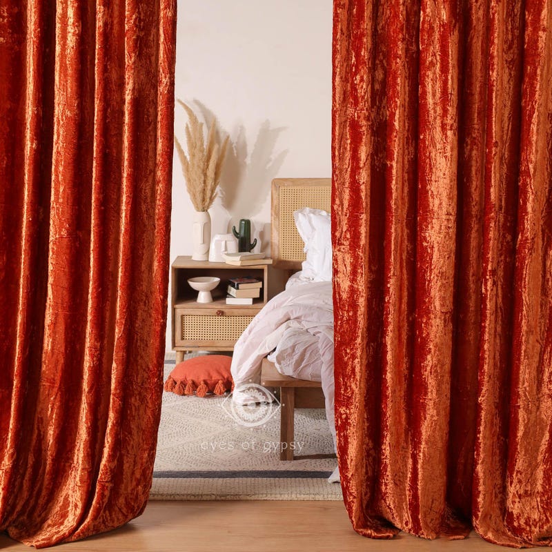 Terracotta Textured Curtains - Etsy