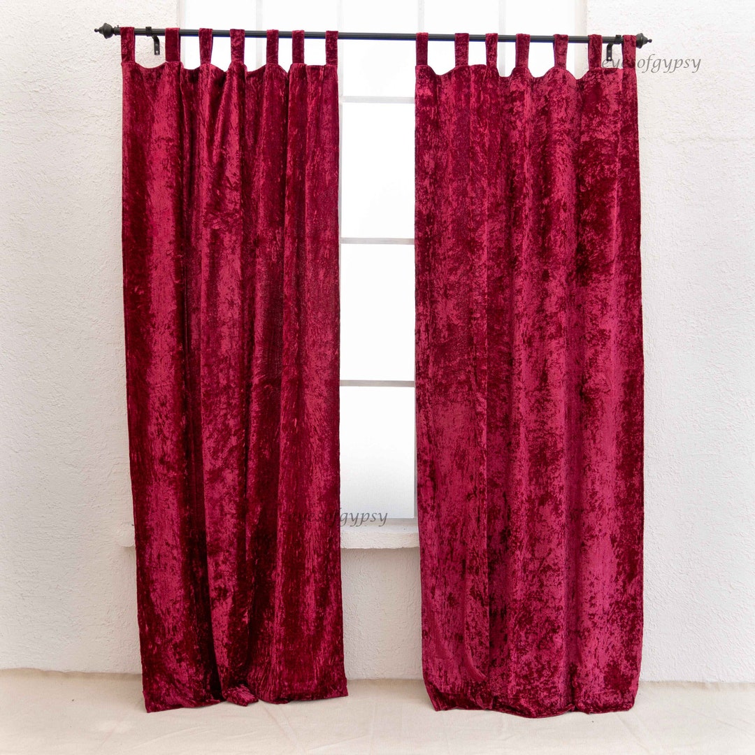 Luxe Extra Long Velvet Curtain Maroon Solid Curtain Window Curtains ...