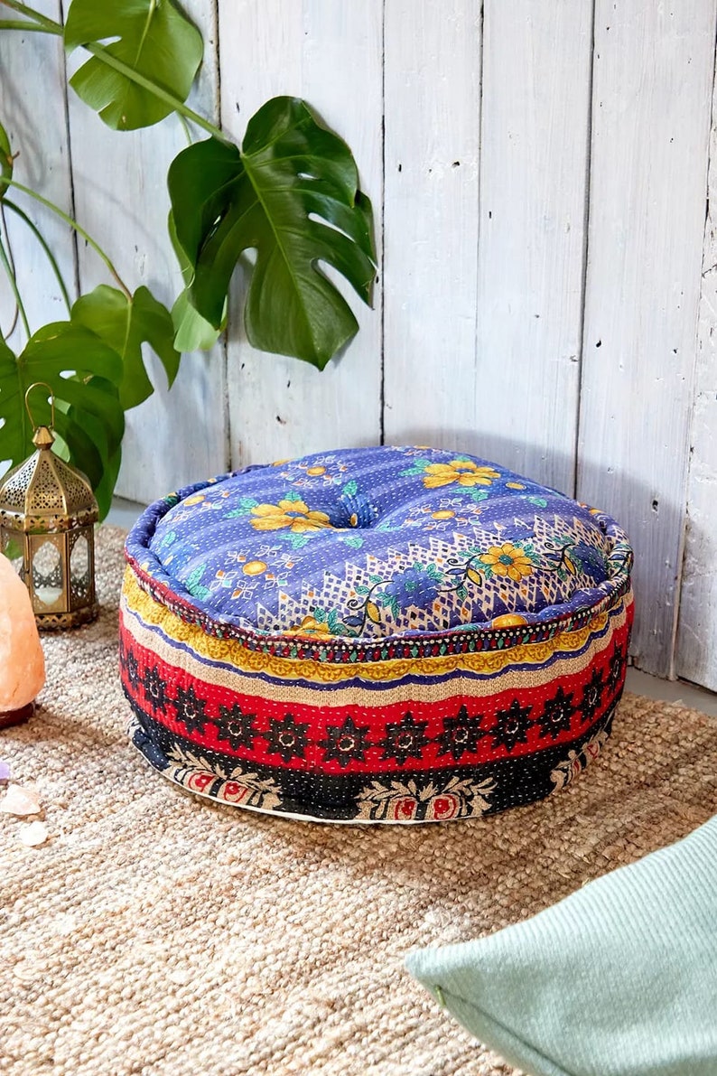 Vintage Kantha Pouf Meditation Cushion Floor Pouf Ottoman - Etsy