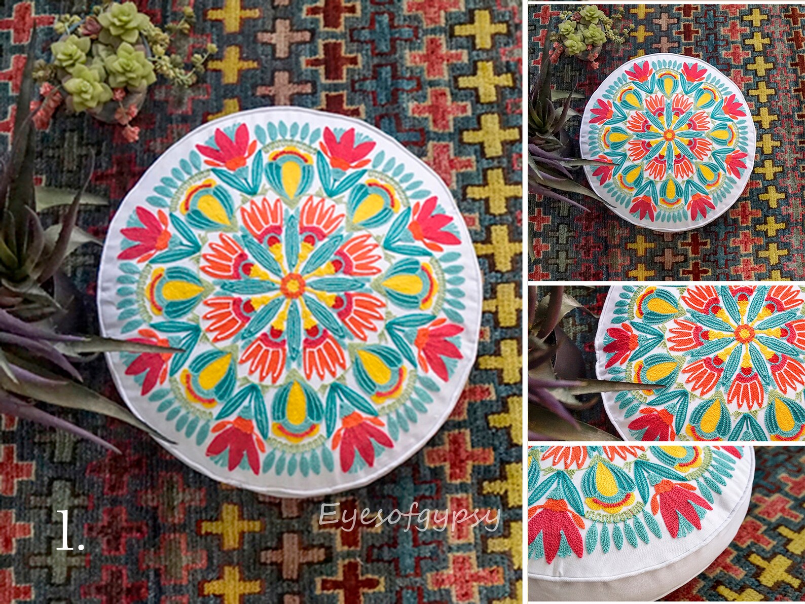 Bohemian Meditation Cushion Boho Embroidered Pillow Cover | Etsy