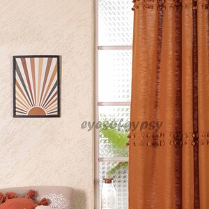 Rust Handmade Curtains Pom Poms Window Curtain Personalized Gift ...