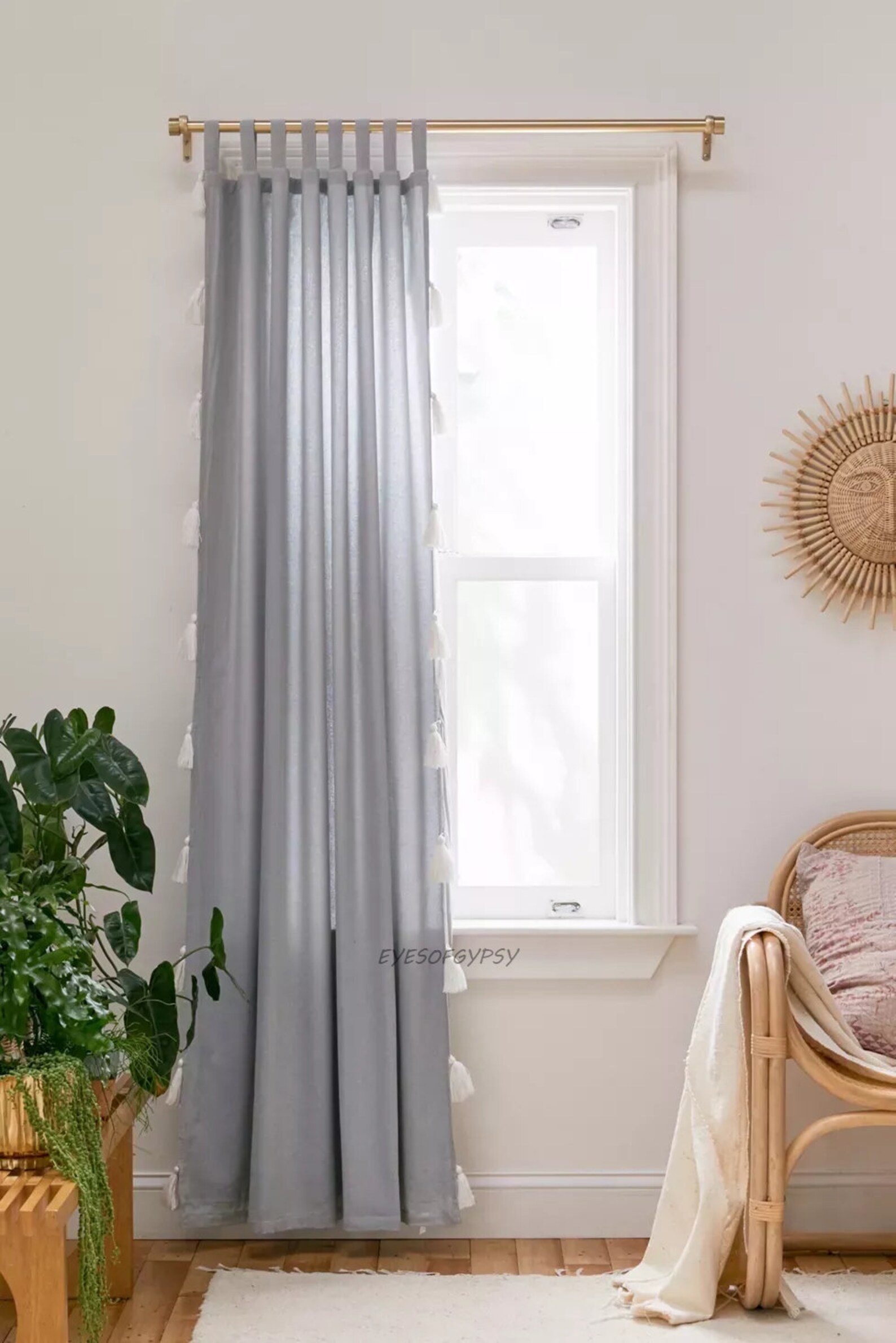 Honey Handmade Tassels One Panel Curtain Terracotta Fringes - Etsy