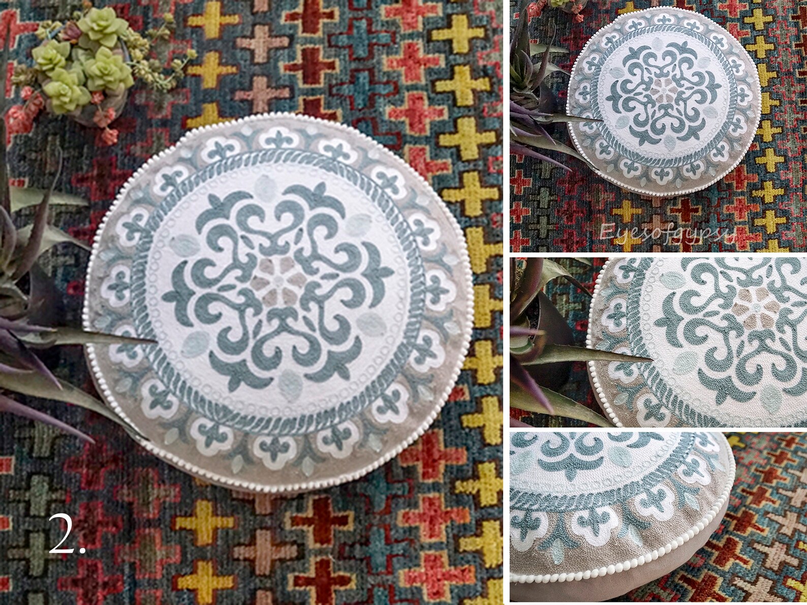 Bohemian Meditation Cushion Boho Embroidered Pillow Cover | Etsy