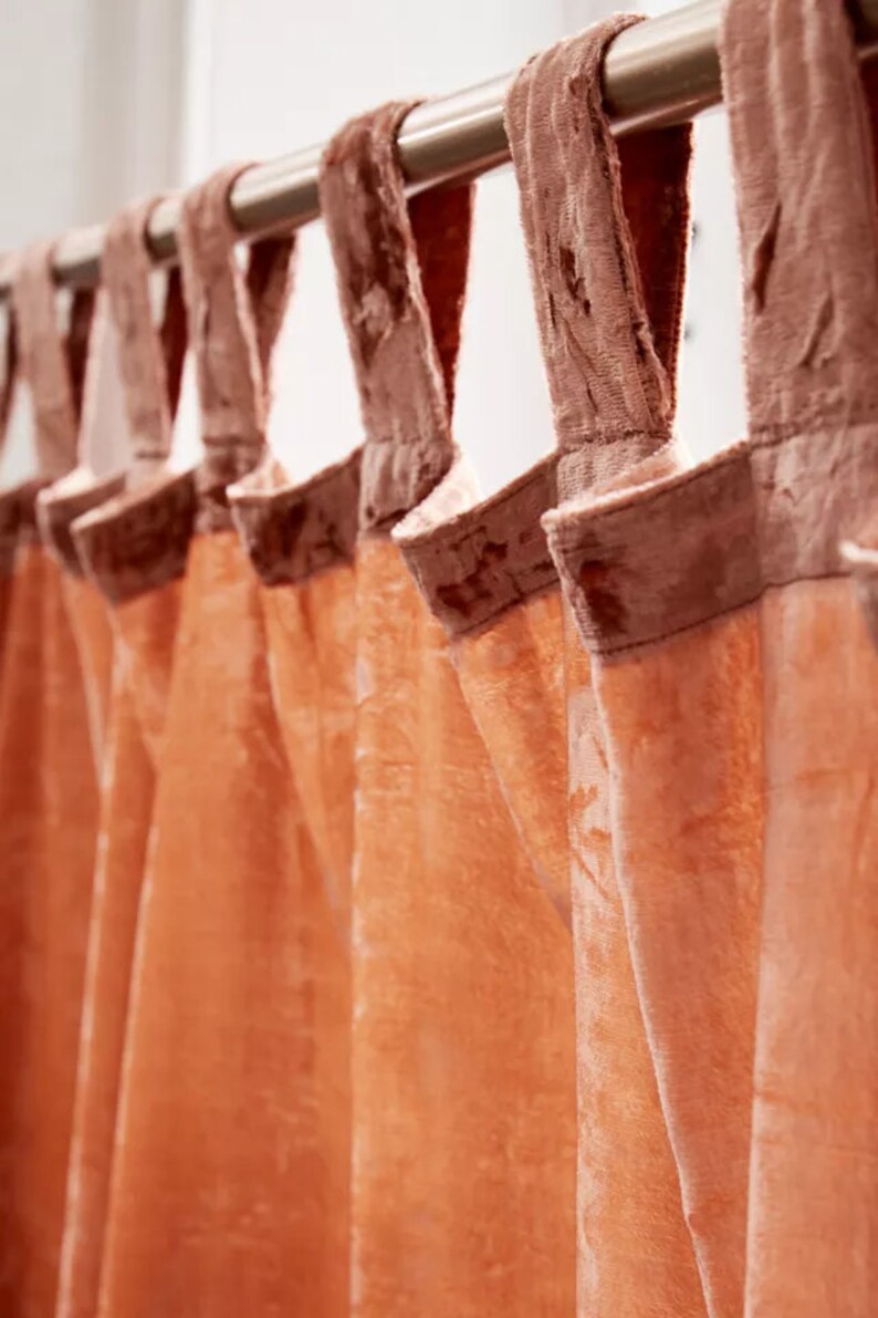 Terracotta Velvet Curtain Custom Window Curtain Panels - Etsy